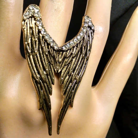 Jewelry | Fancy Angel Wings Rhinestones Adjustible Ring | Poshmark